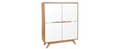 Buffet alto legno naturale e bianco 4 ante HELIA - Miliboo