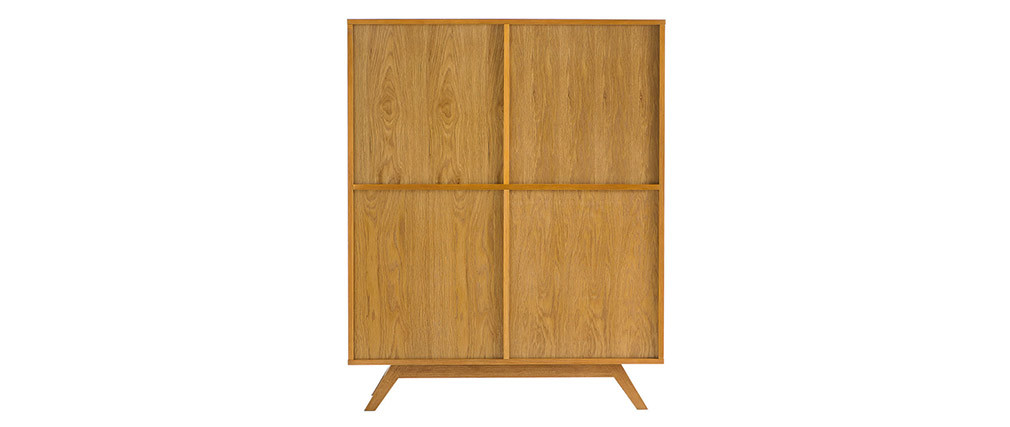 Buffet alto legno naturale e bianco 4 ante HELIA - Miliboo