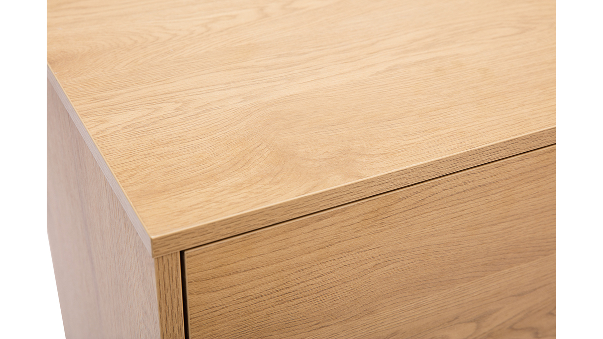 Comò finitura legno chiaro rovere e base metallo nero 3 cassetti L100 ...