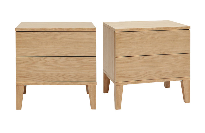 Comodini scandinavi 2 cassetti legno rovere chiaro (set di 2) FREDDY ...