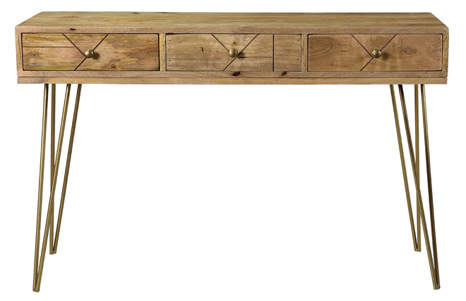 Console incisa in mango e metallo dorato L120 cm LINIUM - Miliboo