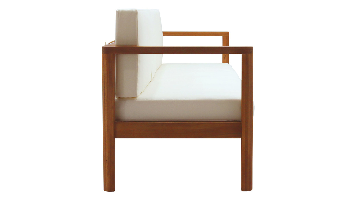 Divano da giardino 3 posti legno massello e cuscini beige L190 cm AKIS ...