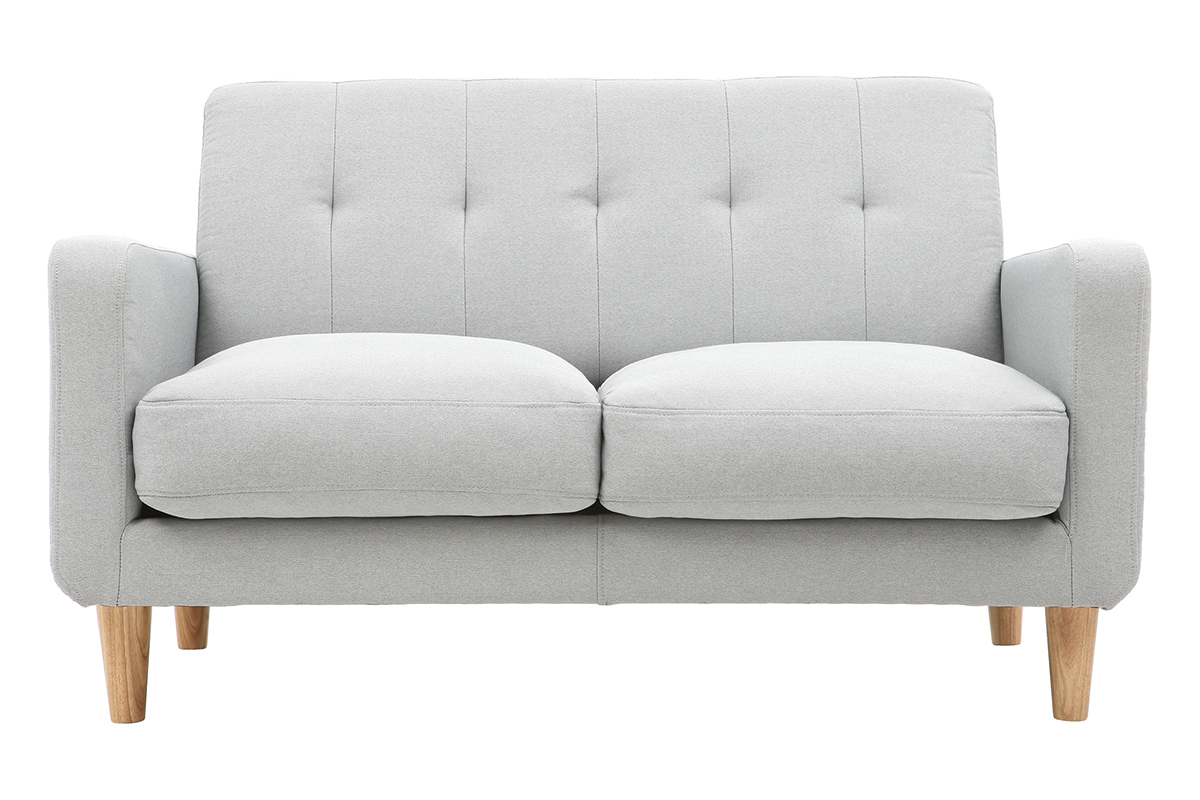 Divano design scandinavo a 2 posti tessuto grigio chiaro LUNA - Miliboo