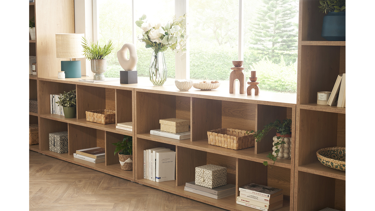 Libreria bassa legno bianco L140 cm EPURE - Miliboo