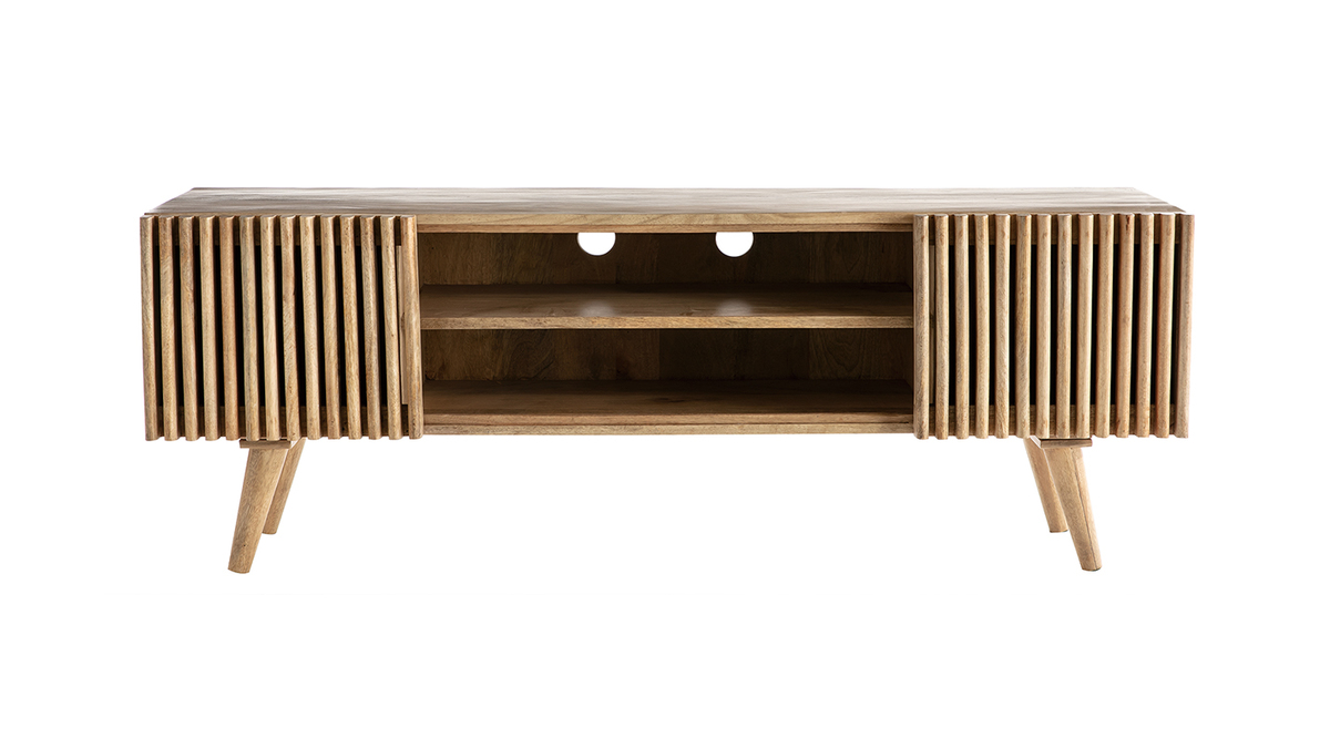 Mobile TV in mango con porte scorrevoli ALBA - Miliboo