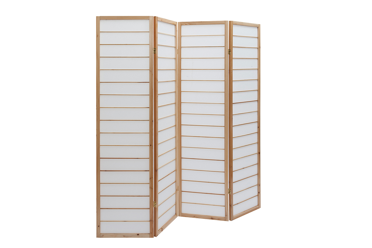 Paravento giapponese in legno naturale e carta di riso GIBON - Miliboo