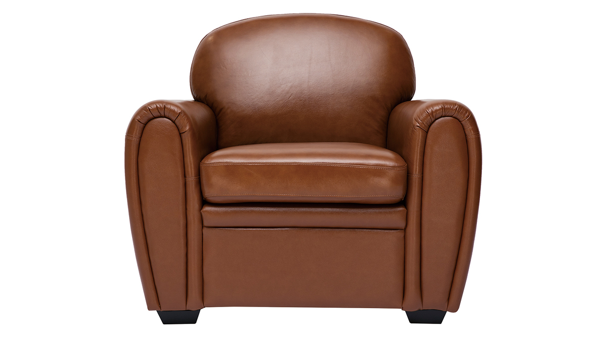 Poltrona pelle vintage marrone CLUB - Miliboo