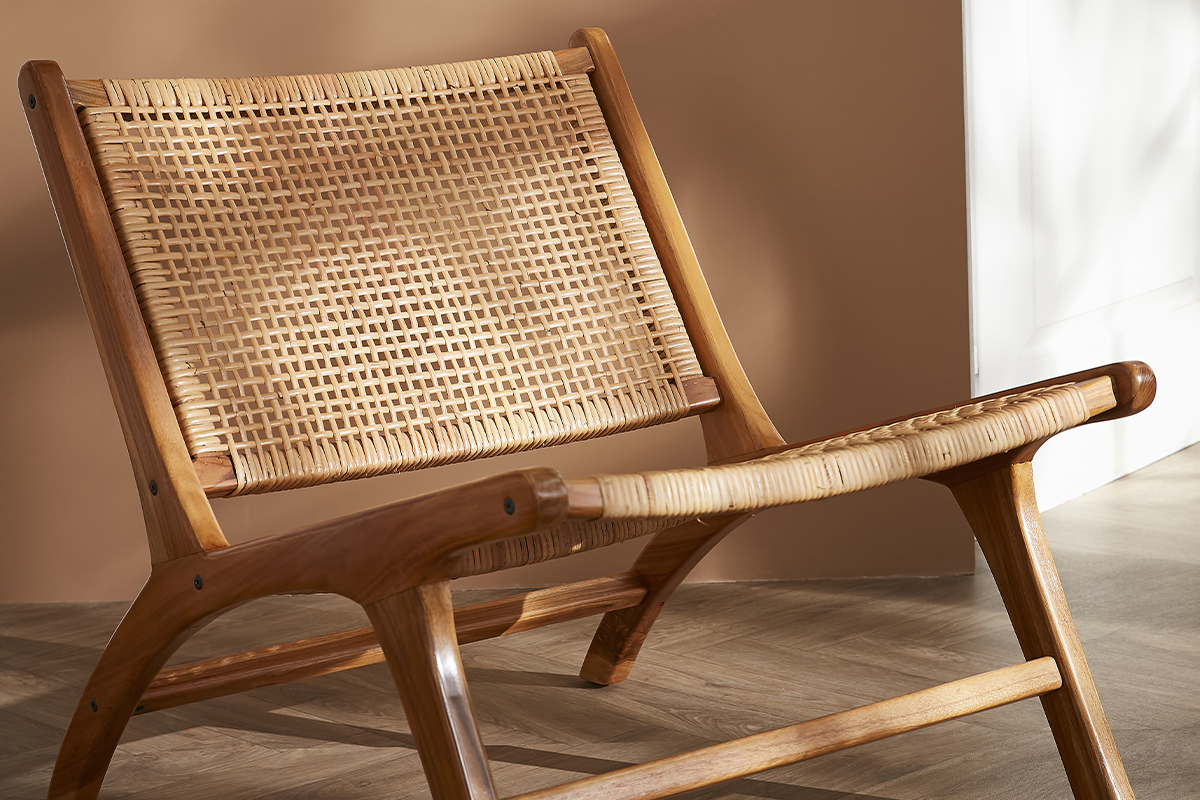 Poltrona teak e rattan naturale HAMMA - Miliboo