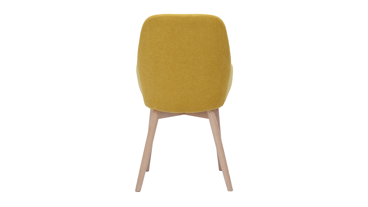 Sedie scandinave in tessuto effetto velluto giallo senape e legno ...