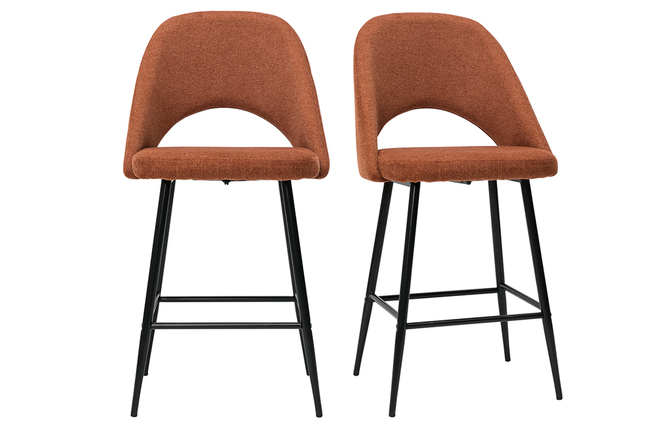 Sgabelli da bar in tessuto effetto velluto testurizzato color bruciato ...